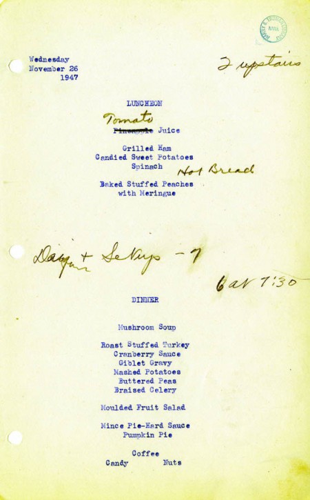 Truman menu – Pieces of History
