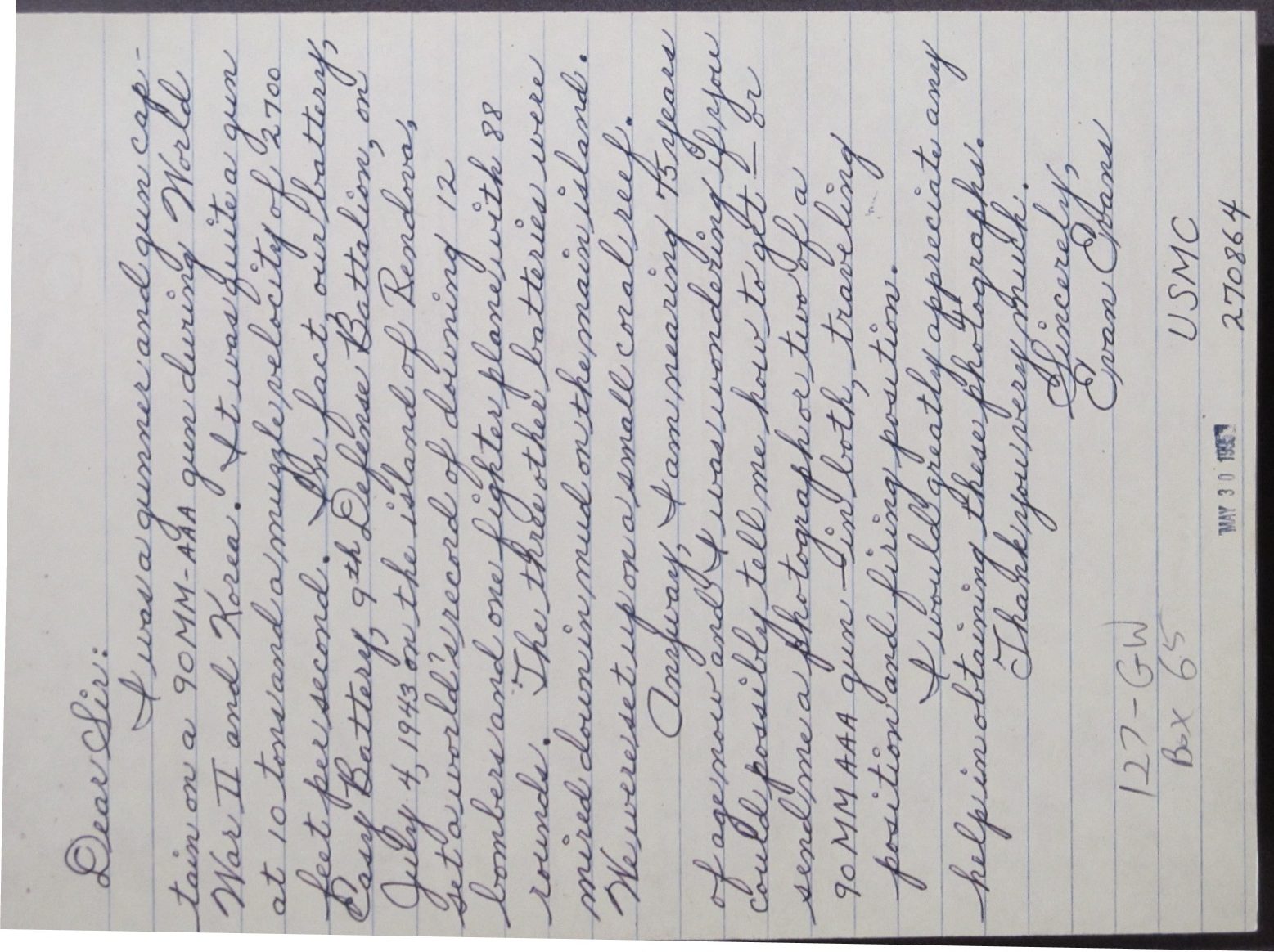 Evan Letter 1995 – Pieces of History