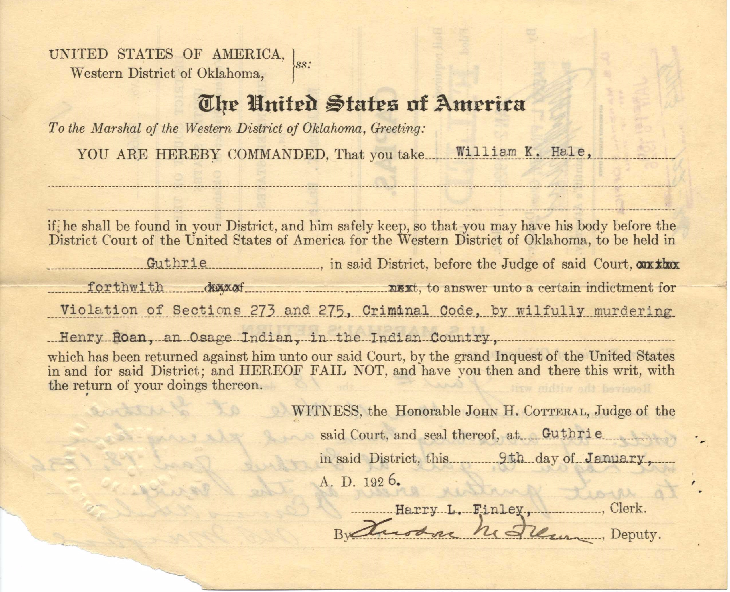 Researching the Osage Murders – Pieces of History
